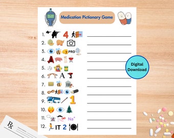 Medication Pictionary Printable Game for Nursing Week, Teaching ...