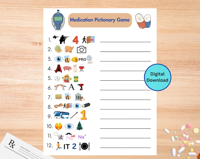 Medication Emoji Pictionary Game: Pharmacy, Nursing, Classrooms, Work ...