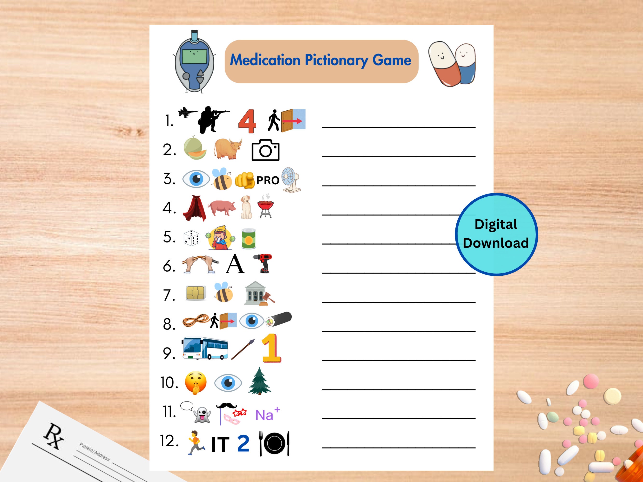 Medication Pictionary Printable Game for Nursing Week, Teaching ...