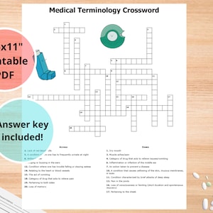 Medical Terminology Crossword Puzzle: Pharmacy, Nurse, Student (PDF) - Etsy