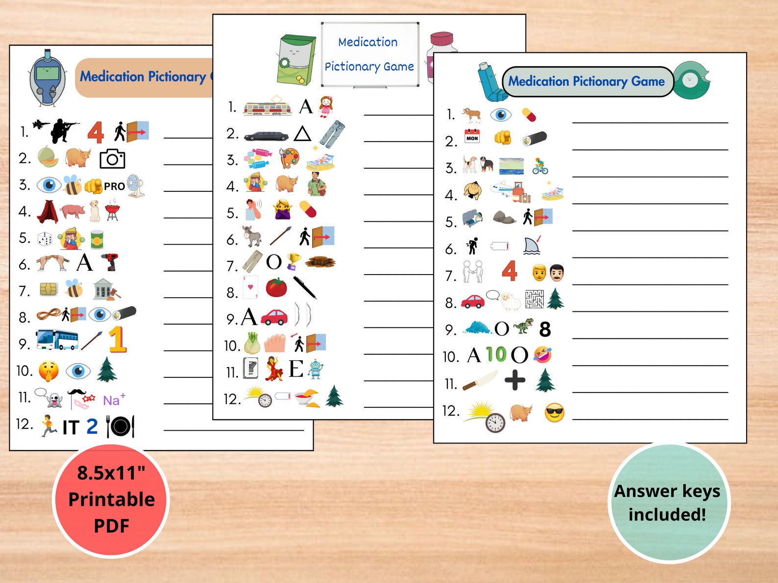 Medication Pictionary Printable Game for Nursing Week, Teaching ...