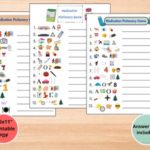 Medication Pictionary Printable Game for Nursing Week, Teaching ...