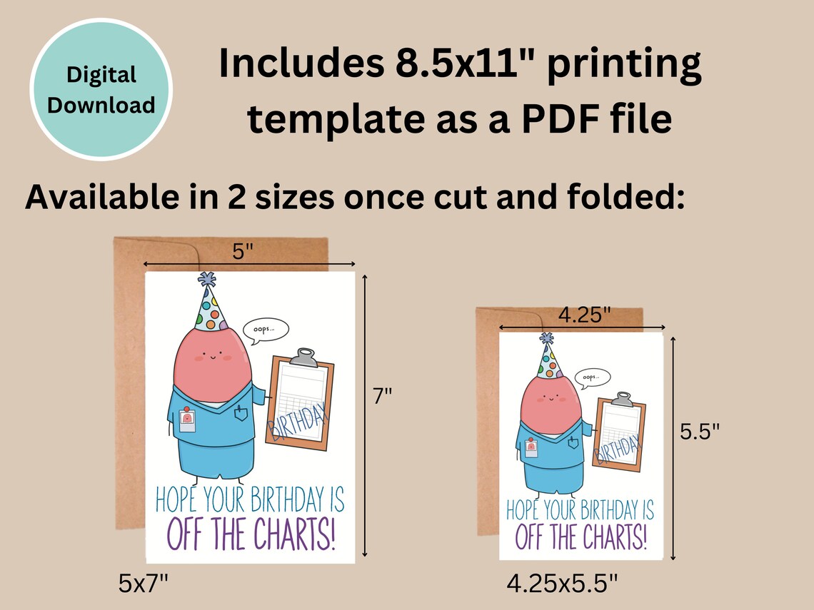 Funny Printable Medical Birthday Card for Nurses, Doctors, Hospital ...