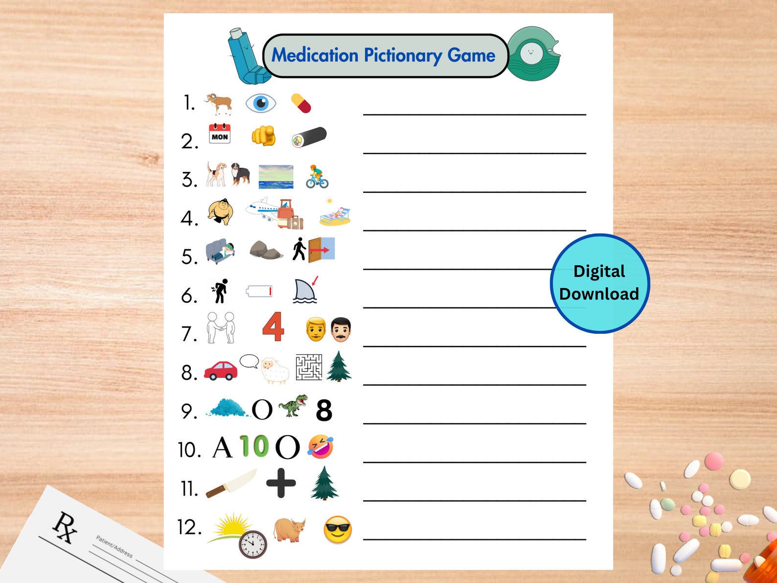 Medication Pictionary Printable Game for Nursing Week, Teaching ...