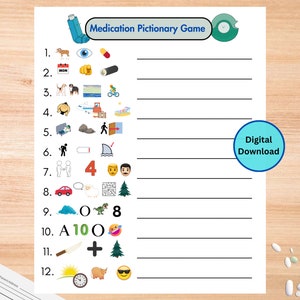 Medication Pictionary Printable Game for Nursing Week, Teaching ...