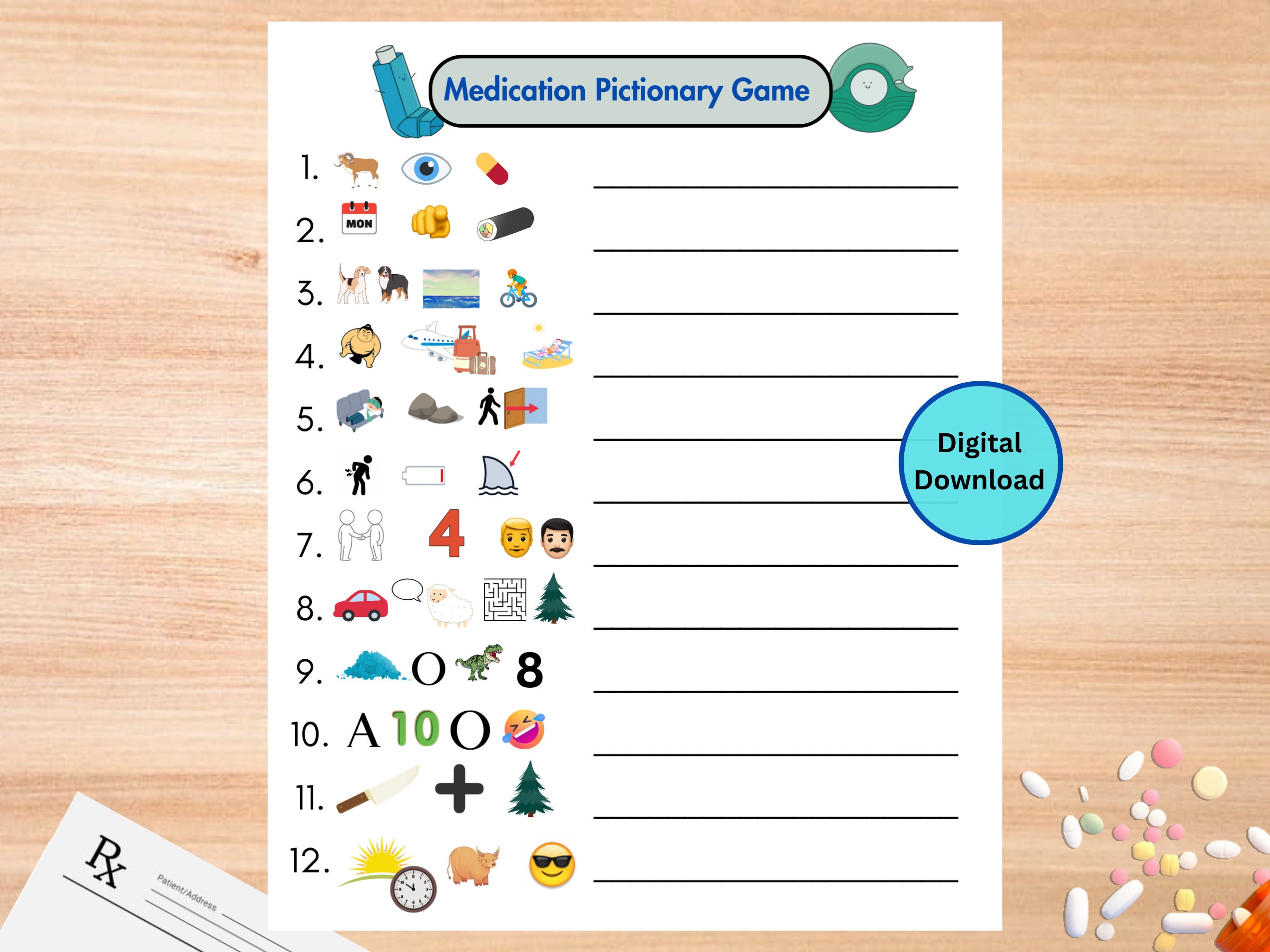 Medication Pictionary Printable Game for Nursing Week, Teaching ...