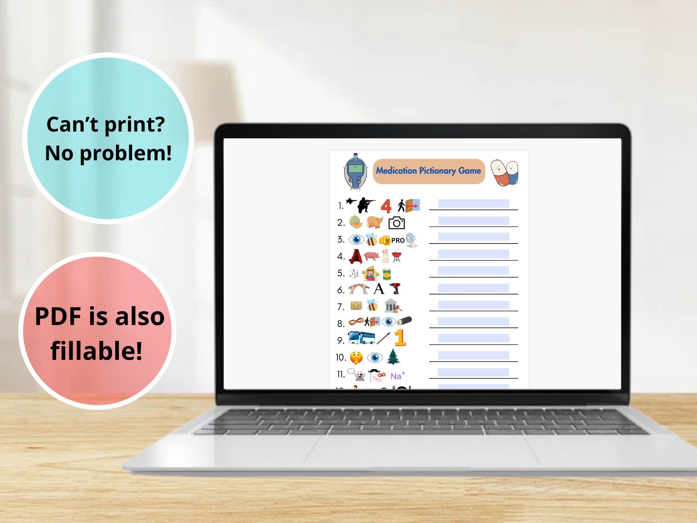 Medication Pictionary Printable Game for Nursing Week, Teaching ...