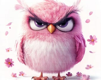 Grumpy Birds Clipart, Cute Fluffy Birds, Digital Clipart, Watercolor ...