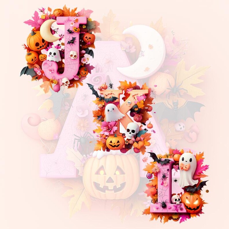 Alphabet Halloween Stickers Clipart A-Z PNG | Stickers Design | Cute ...