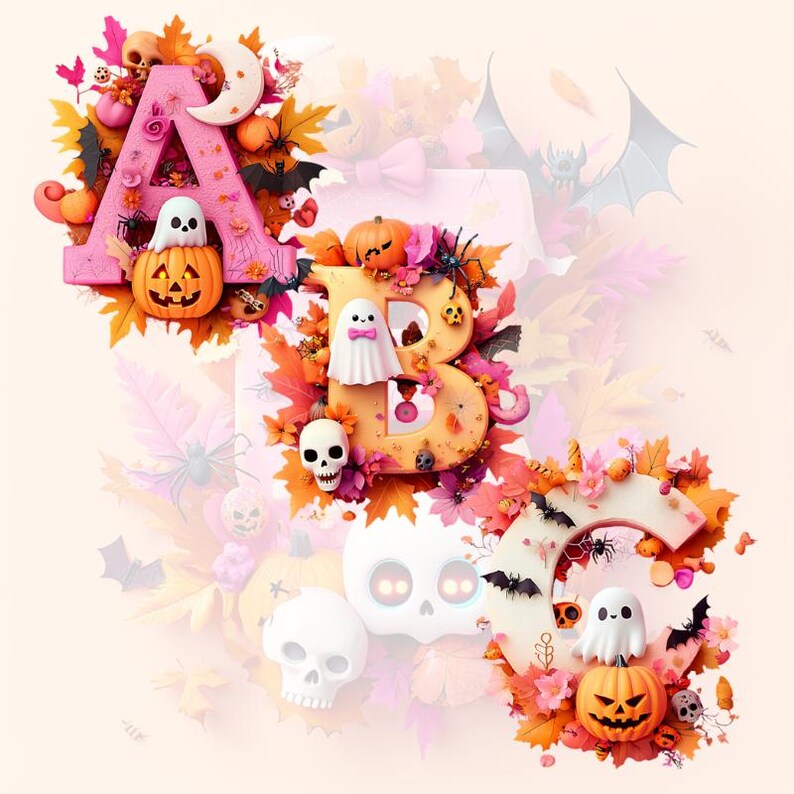 Alphabet Halloween Stickers Clipart A-Z PNG | Stickers Design | Cute ...