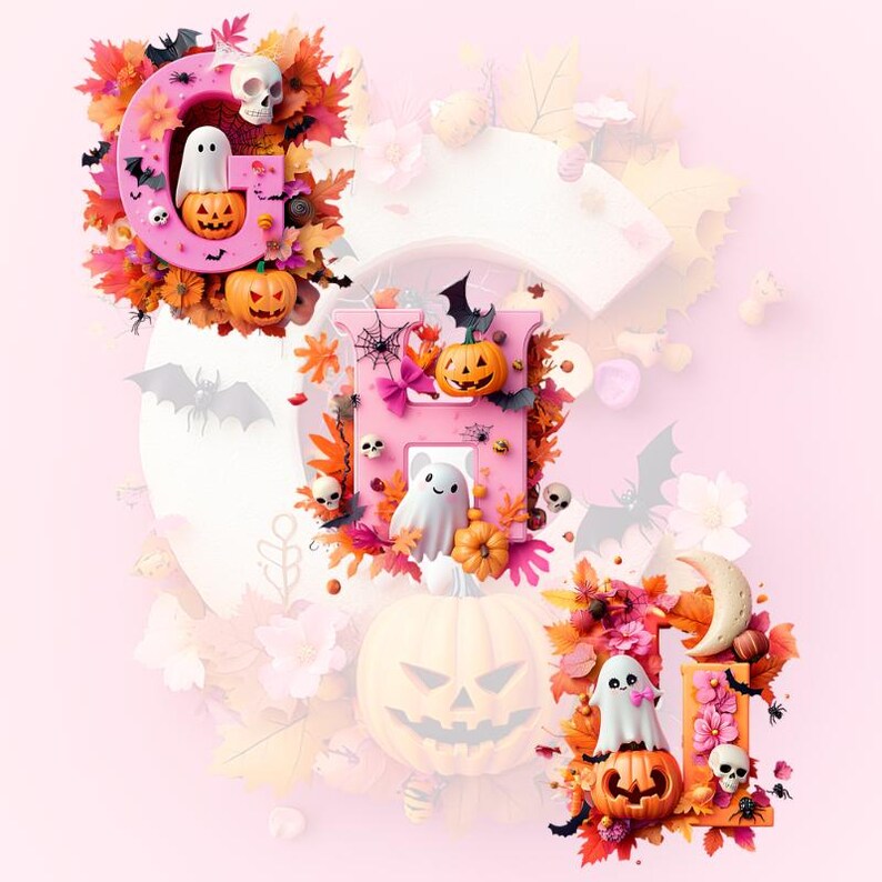 Alphabet Halloween Stickers Clipart A-Z PNG | Stickers Design | Cute ...