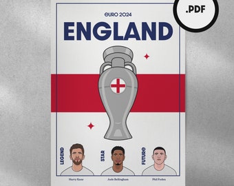 Euro 2024 Team Poster Portugal National Team Football Fan Art Print PDF ...