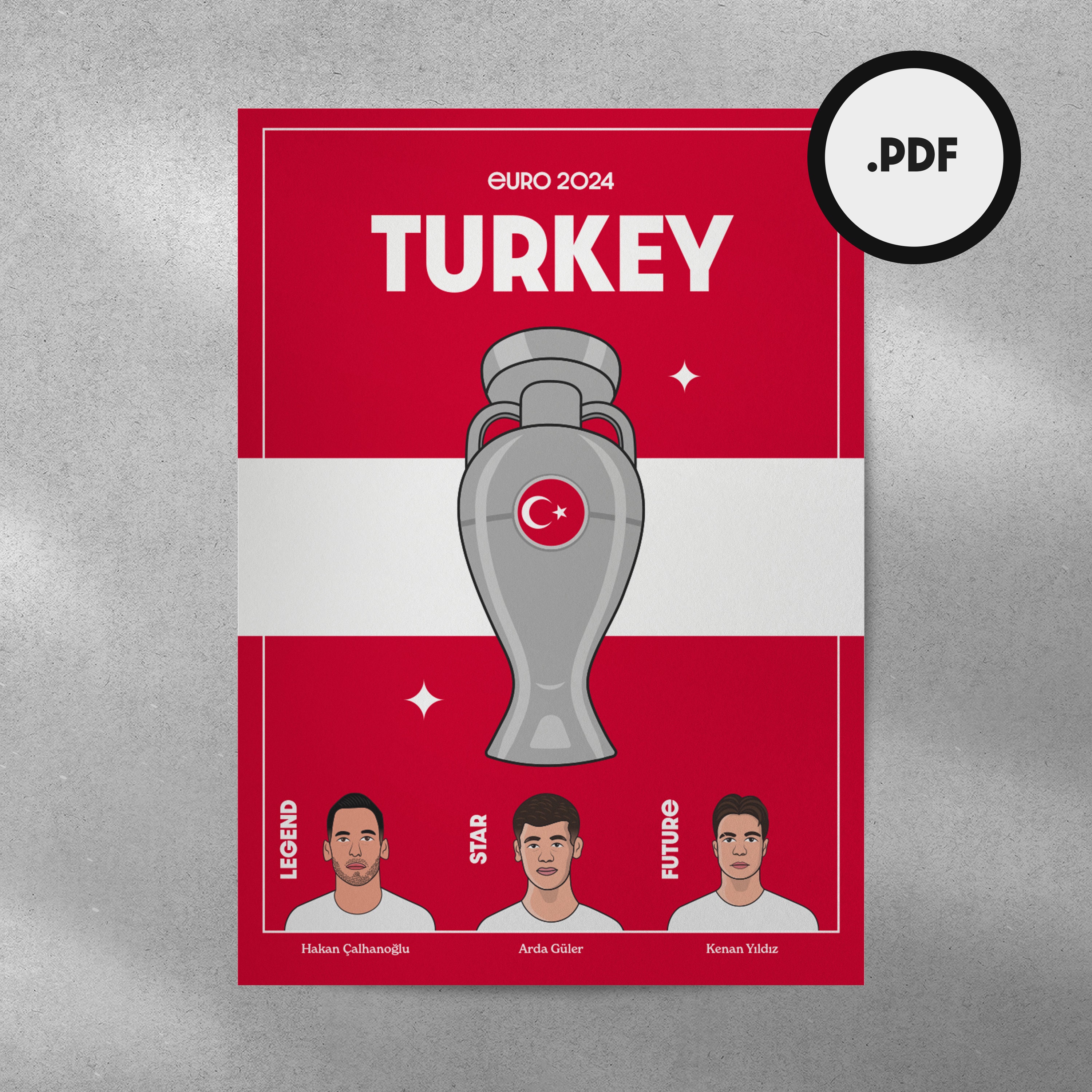 Euro 2024 Team Poster Turkey National Team Football Fan Art Print PDF ...