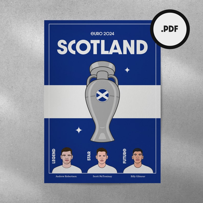 Scotland National Team Football Fan Art Print PDF Download Vector A3 ...