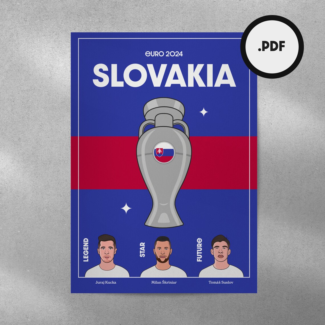 Euro 2024 Team Poster Slovakia National Team Football Fan Art Print PDF ...