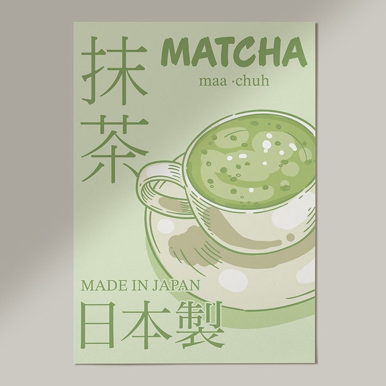 Matcha Tea Art Print, Japanese Cafe Poster, Trendy Kitchen Decor ...