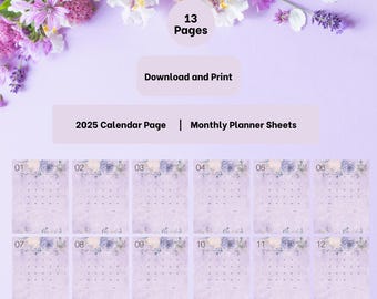 Chic 2025 Floral Planner Printable: Vibrant Purple Watercolor ...