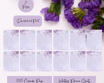 Chic 2025 Floral Planner Printable: Vibrant Purple Watercolor ...