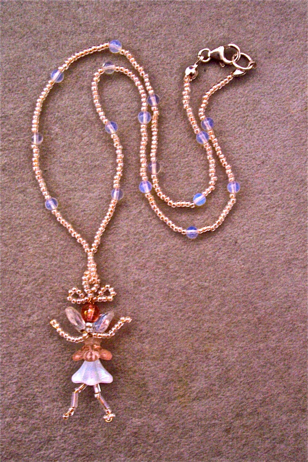 Pink Fairy Figure Pendant and Beaded Necklace | Etsy