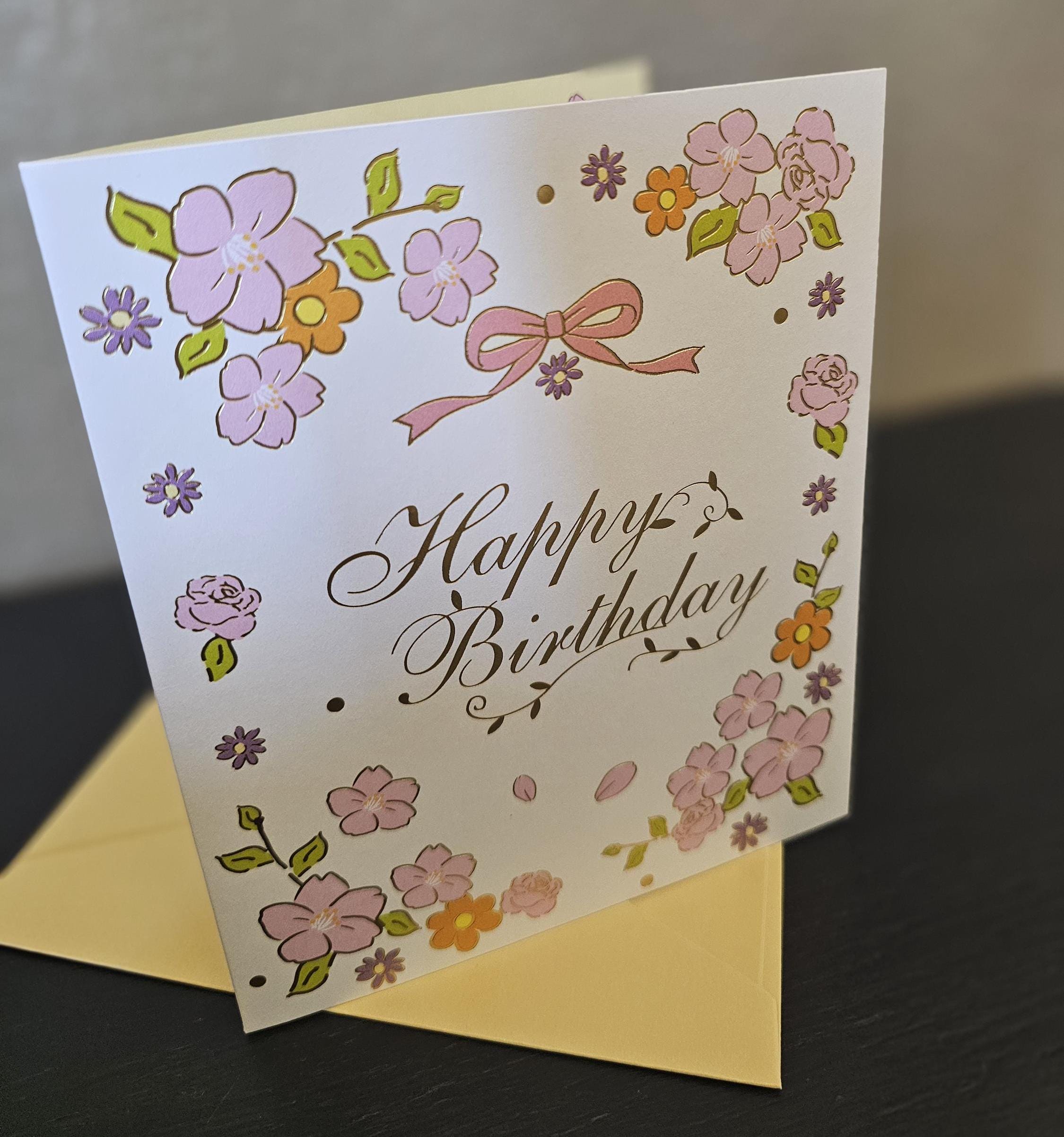 Pop-up Birthday Card Floral Design and Crystal Pop-up Birthday Cake - Etsy