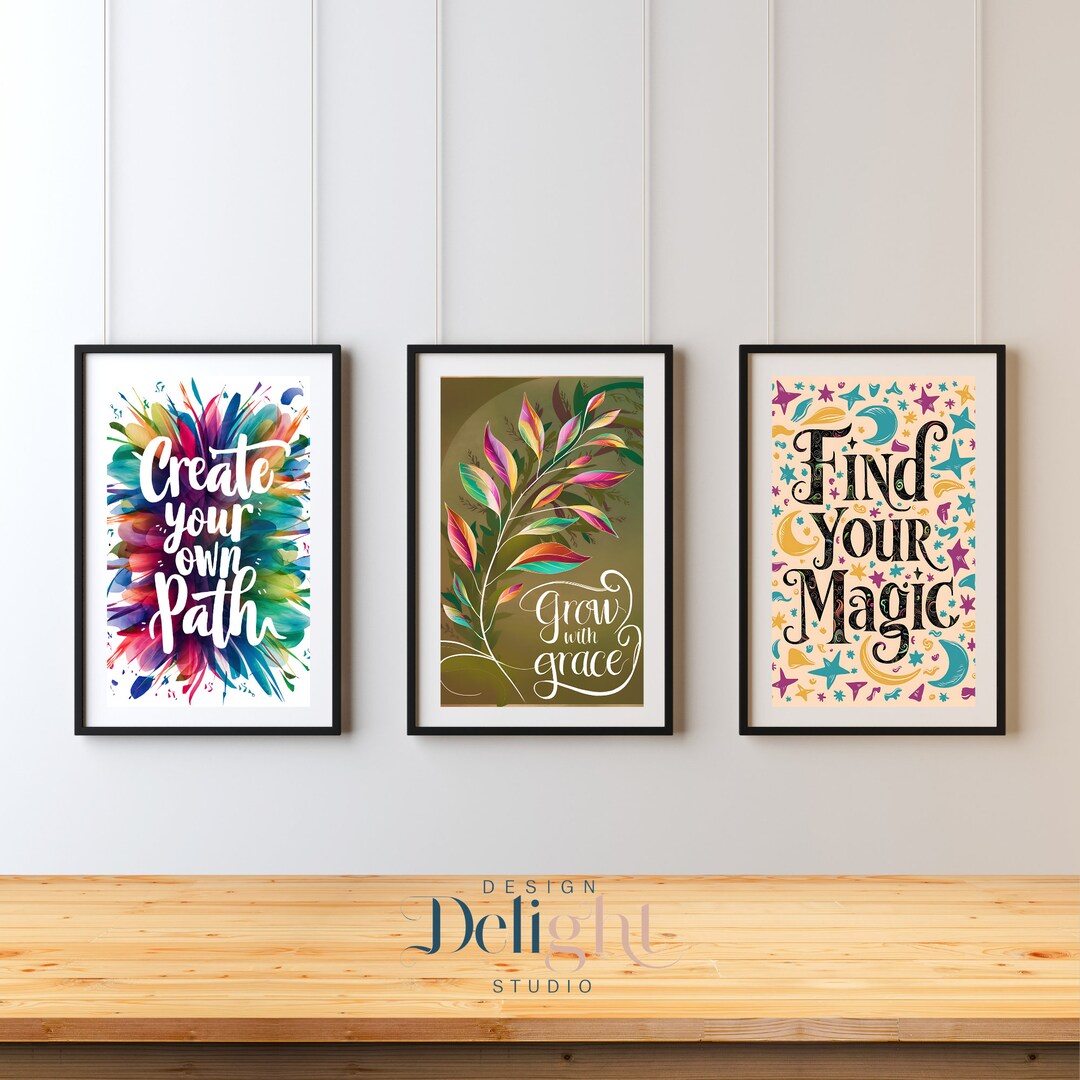 Inspirational Wall Art, Find Your Magic, Grow With Grace, Create Your ...