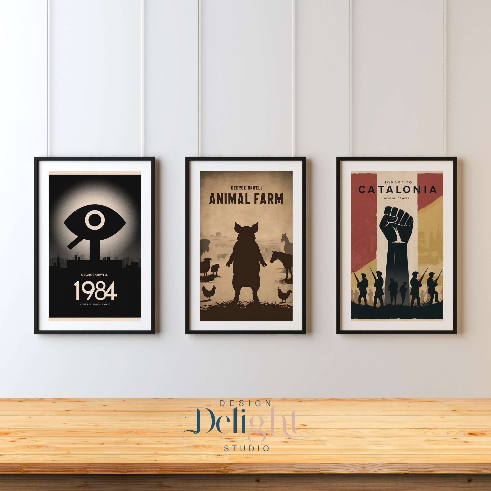 George Orwell Classic Book Covers Set, Animal Farm, 1984, Homage to ...