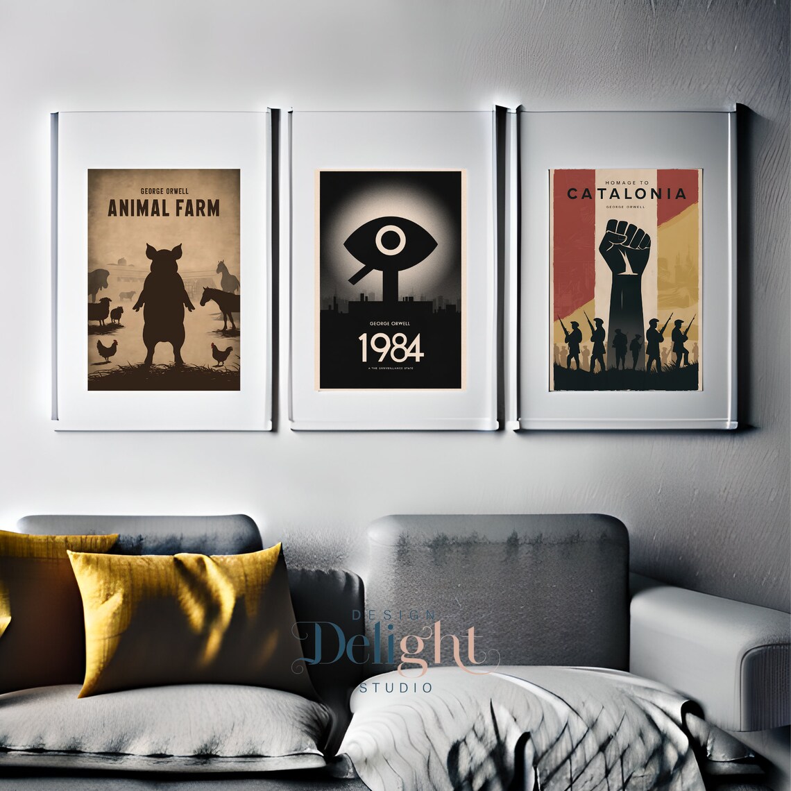 George Orwell Classic Book Covers Set, Animal Farm, 1984, Homage to ...