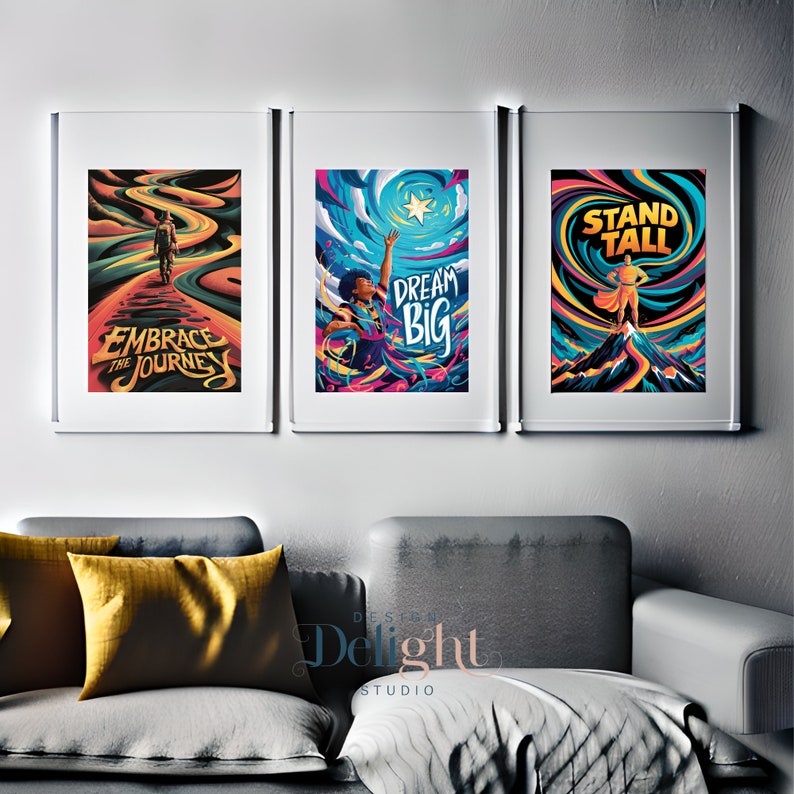 Inspirational Motivational Wall Art Set, Dream Big, Embrace the Journey ...