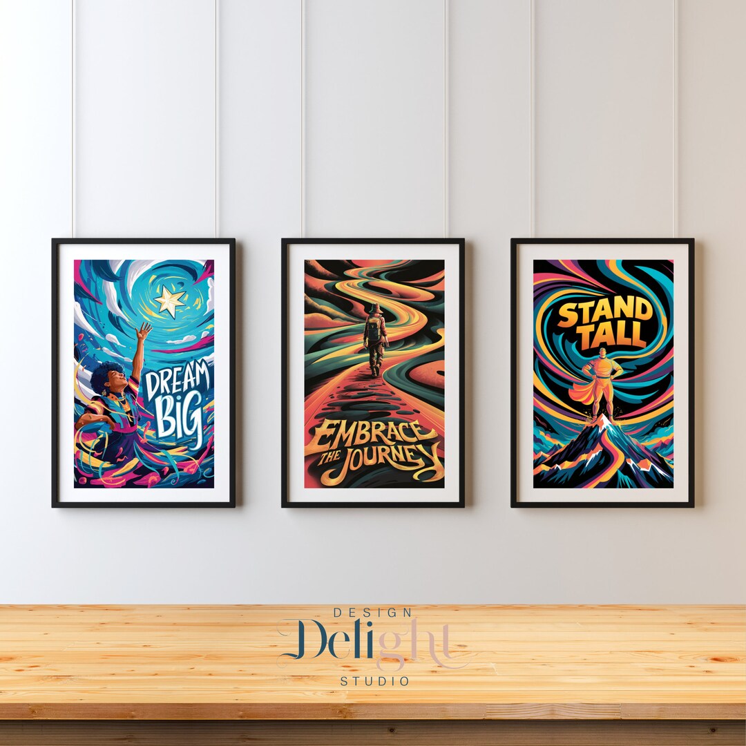 Inspirational Motivational Wall Art Set, Dream Big, Embrace the Journey ...