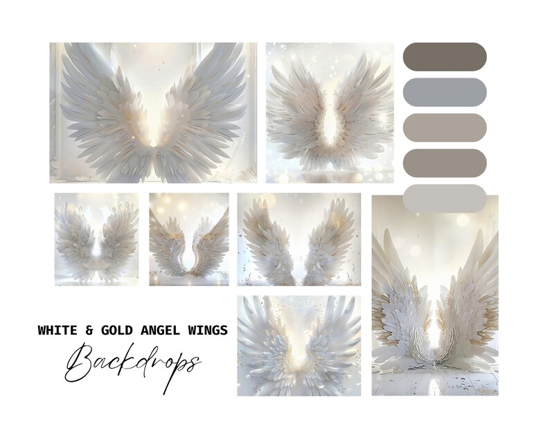 White and Gold Angel Wings Backdrop - Etsy