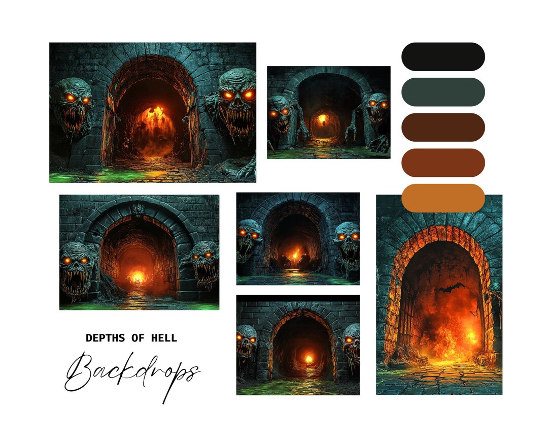 Depths of Hell scary Halloween Backdrop - Etsy