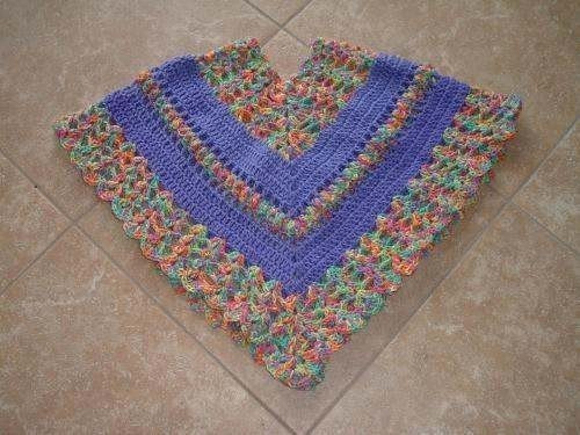 Shells and Popcorn CROCHET PONCHO PATTERN - Etsy