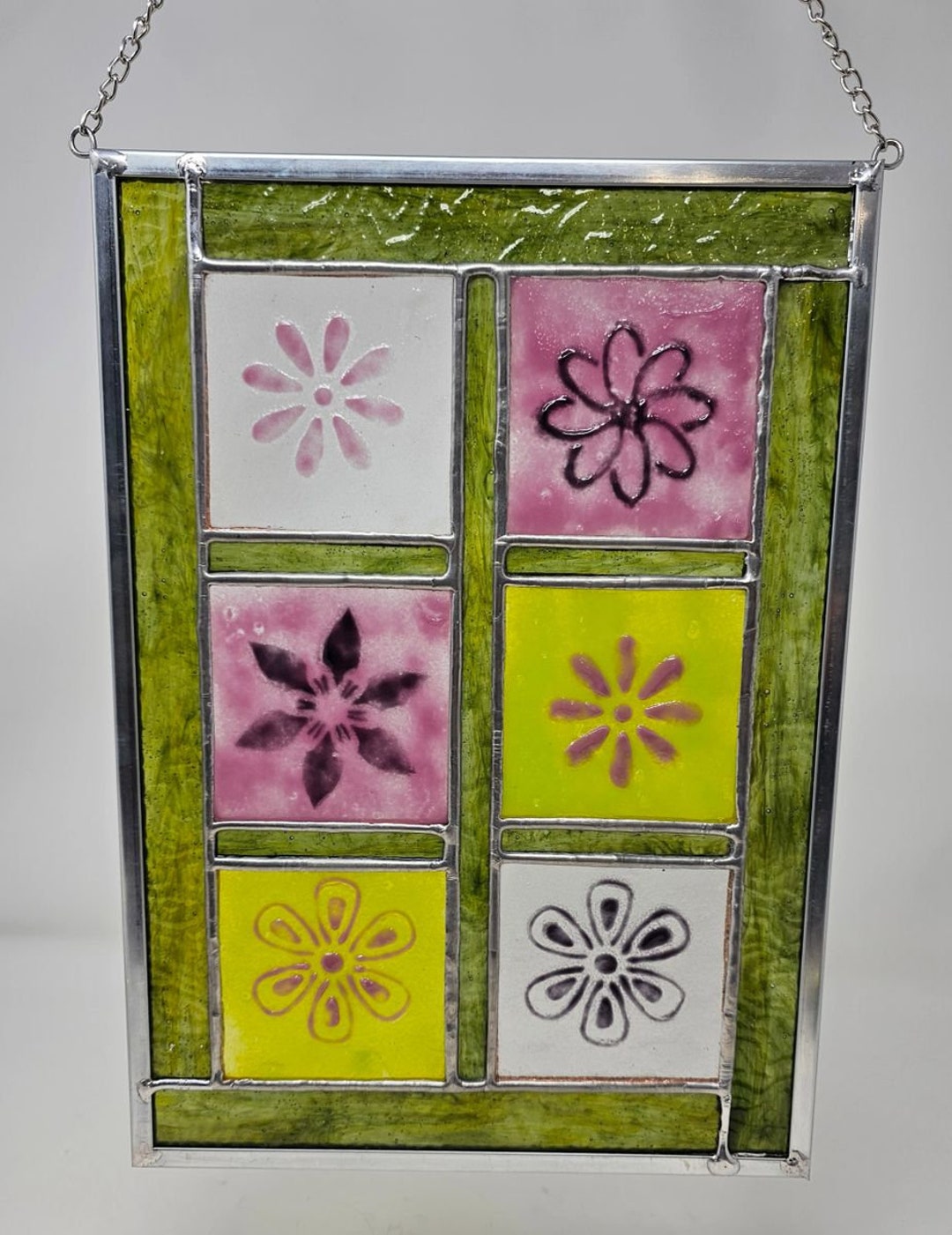 Fun Floral Fused & Stained Glass Panel - Etsy