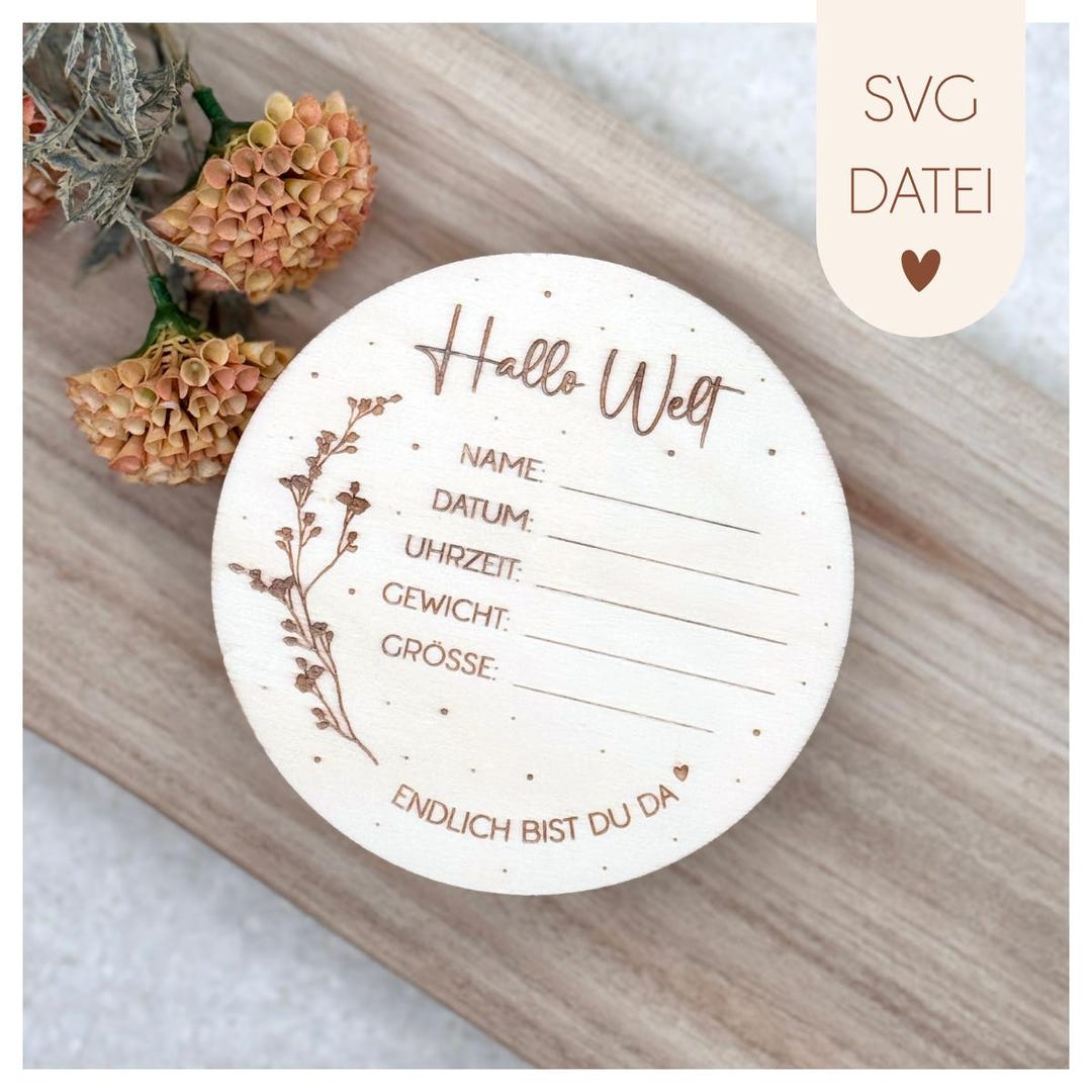 Laser File | SVG File | Birth Board | Birth Sign | Baby Wooden Sign ...