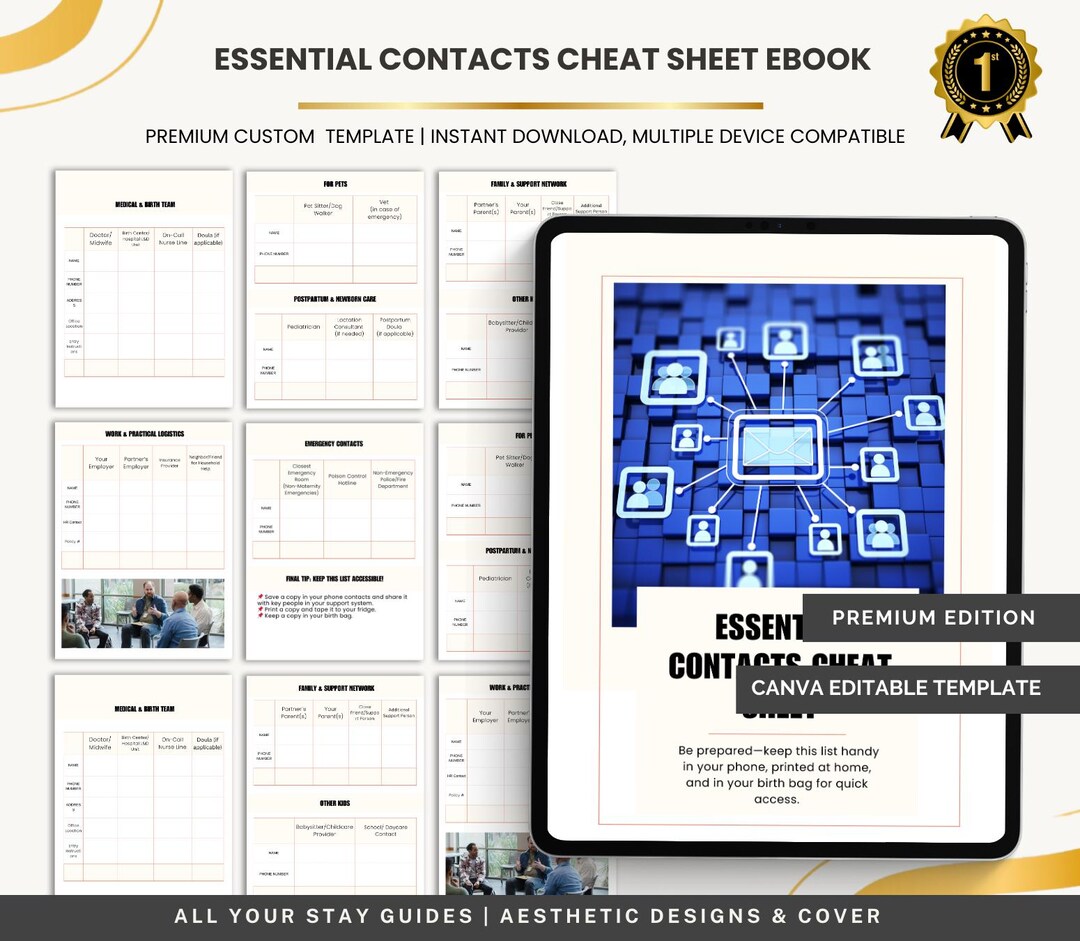 Essential Contacts Cheat Sheet EBOOK | Emergency Numbers Plus Resources ...
