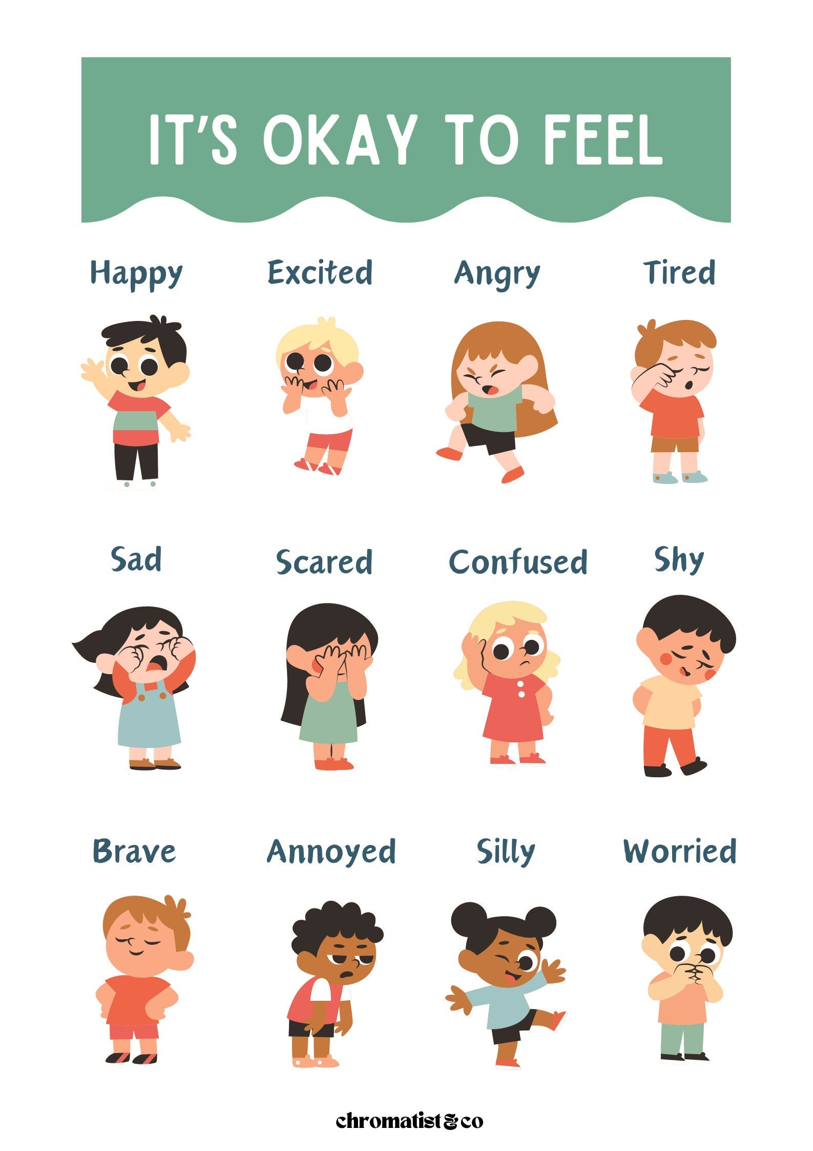 It's Okay to Feel, Feelings Chart Poster, My Feelings Printable ...