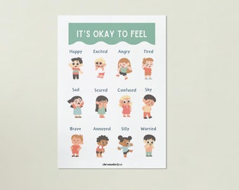 It's Okay to Feel, Boho Classroom Decor, Feelings Chart Poster, My ...