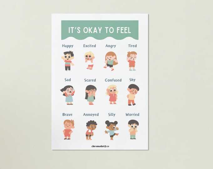 It's Okay to Feel, Boho Classroom Decor, Feelings Chart Poster, My ...