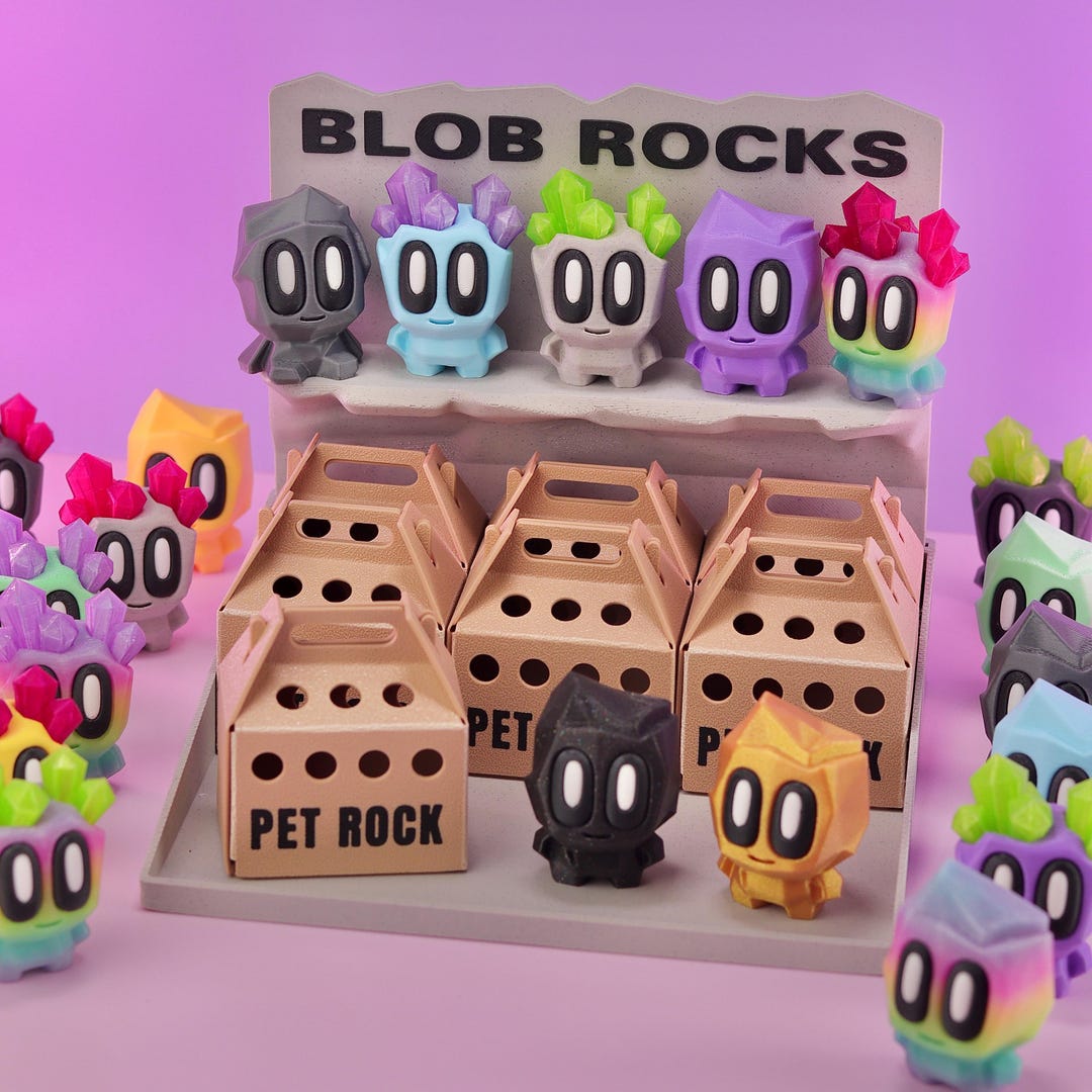 Blob Lab Pet Rocks 3D Printed Mystery Pet Rock With Carrier, Crystals ...