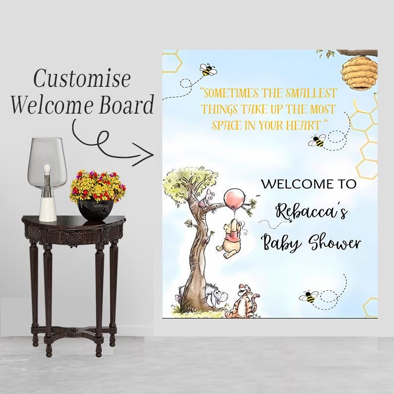 Winnie the Pooh Baby Shower Welcome Sign: Classic Bear Theme - Etsy