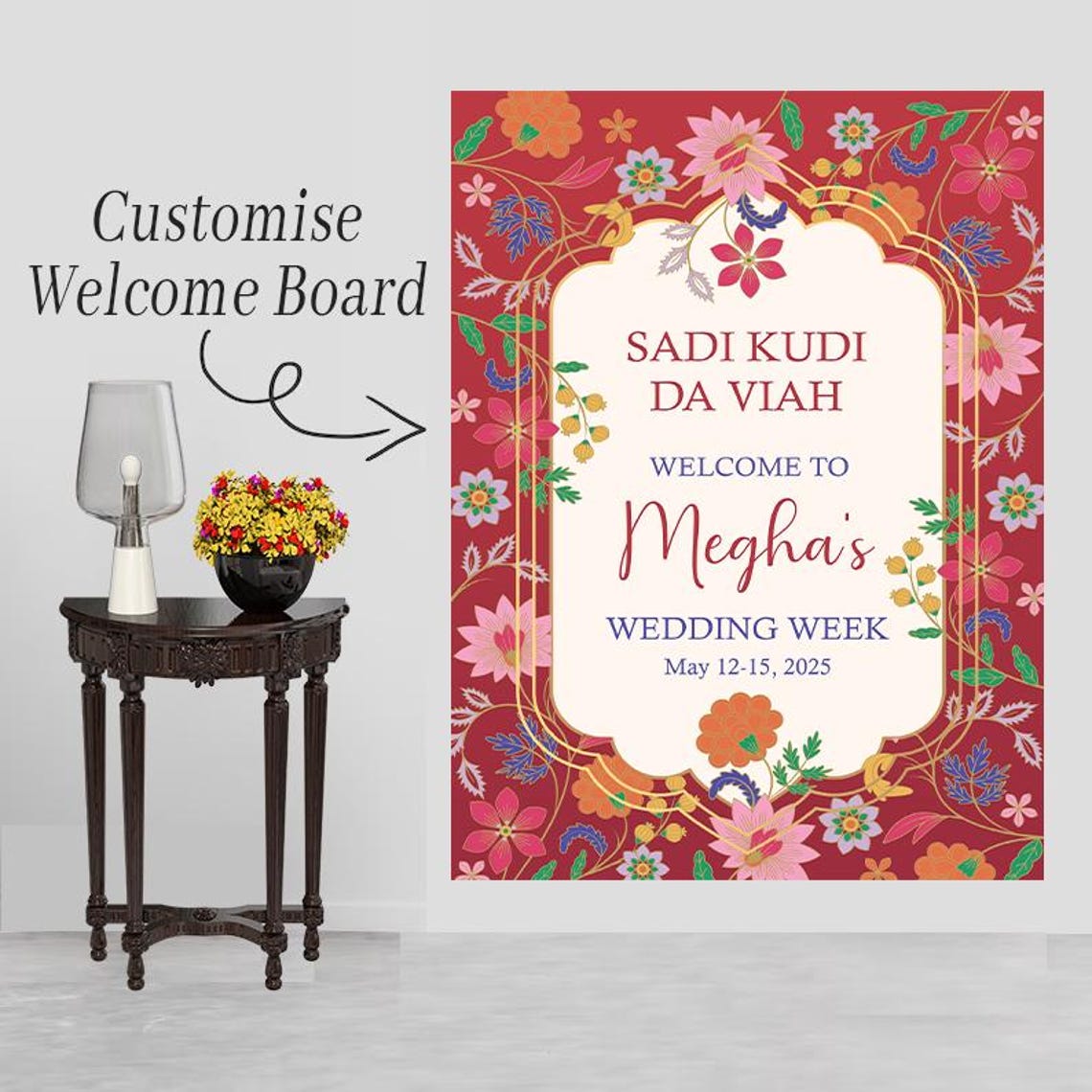 Punjabi Wedding Welcome Sign: Jaggo, Sangeet, Mehndi (digital Download ...