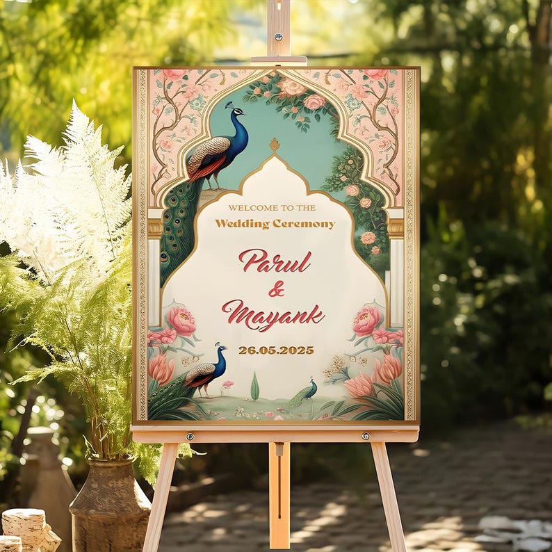 Custom Indian Wedding Welcome Sign: Peacock Decor (digital Template) - Etsy
