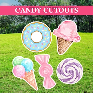 Candy Cutouts Candyland Party : Ice Cream & Donut Birthday Decorations ...