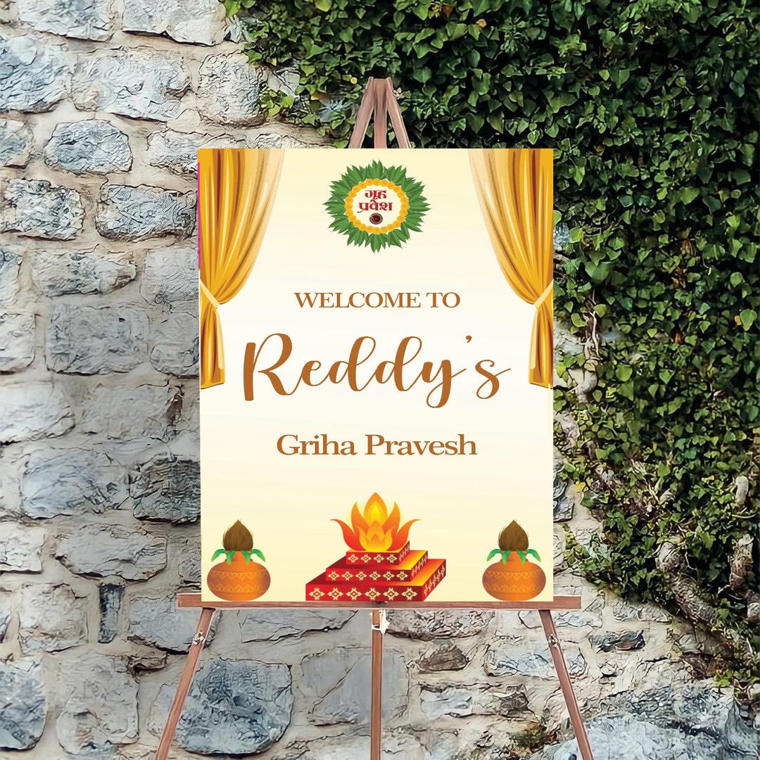 Indian Graha Pravesh Welcome Sign: Traditional Housewarming Decor - Etsy