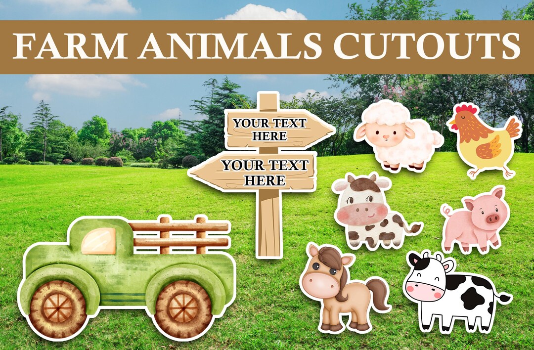 Farm Animals Cutout Set, Ranch Animals Party, Red Barnyard Birthday ...