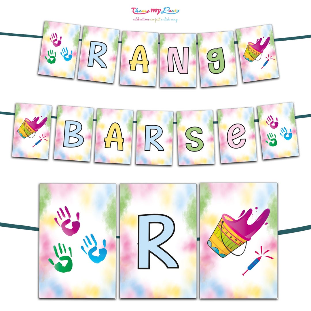 Holi Decoration Banner Holi Party Bunting Printable Holi Colorful Party ...