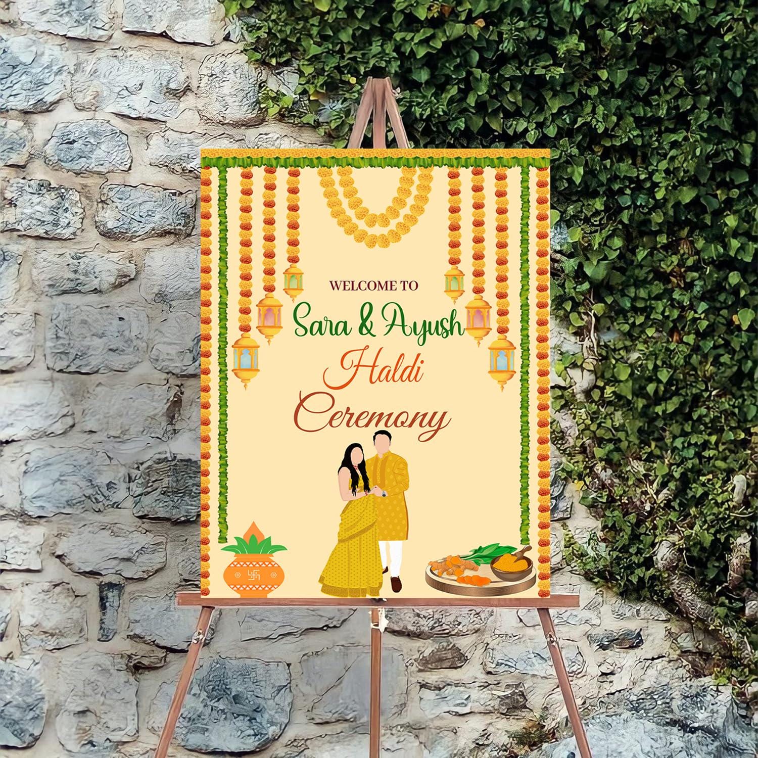 Indian Haldi Sign, Hindu Haldi Ceremony Welcome Sign Board, Indian ...
