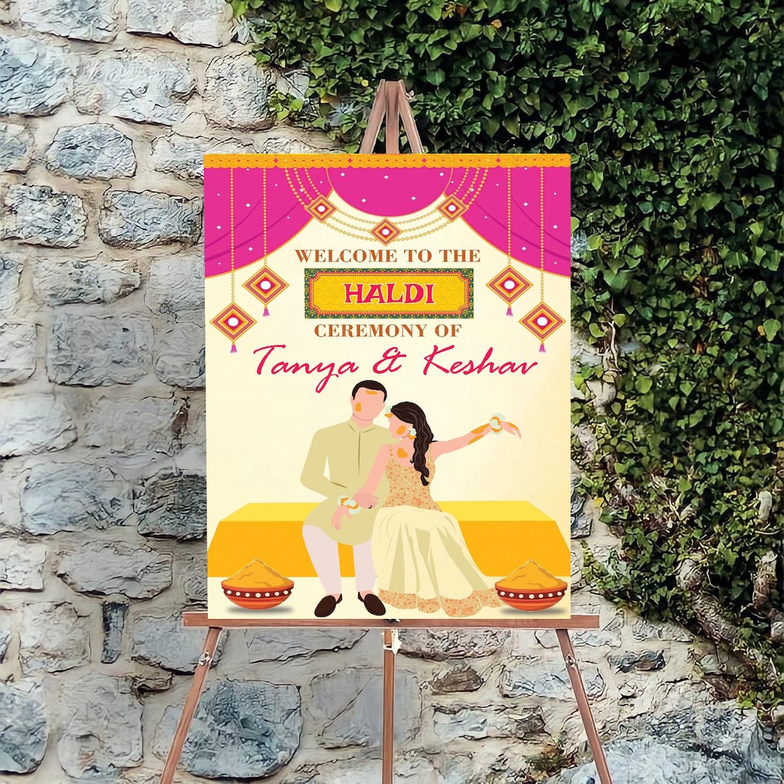 Indian Haldi Sign, Hindu Haldi Ceremony Welcome Sign Board, Indian ...