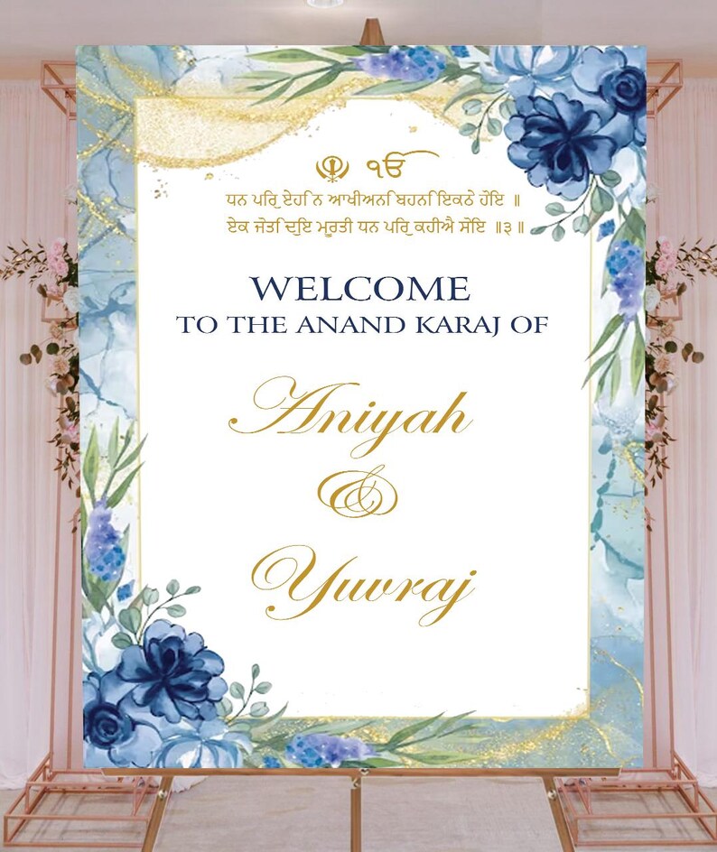 Anand Karaj Punjabi Wedding Sign, Punjabi Wedding Welcome Sign Board ...