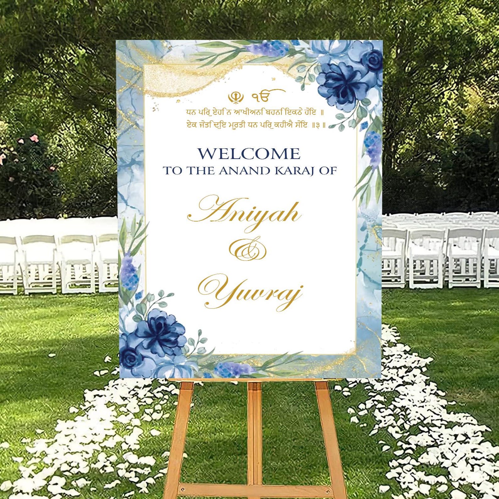 Anand Karaj Punjabi Wedding Sign, Punjabi Wedding Welcome Sign Board ...